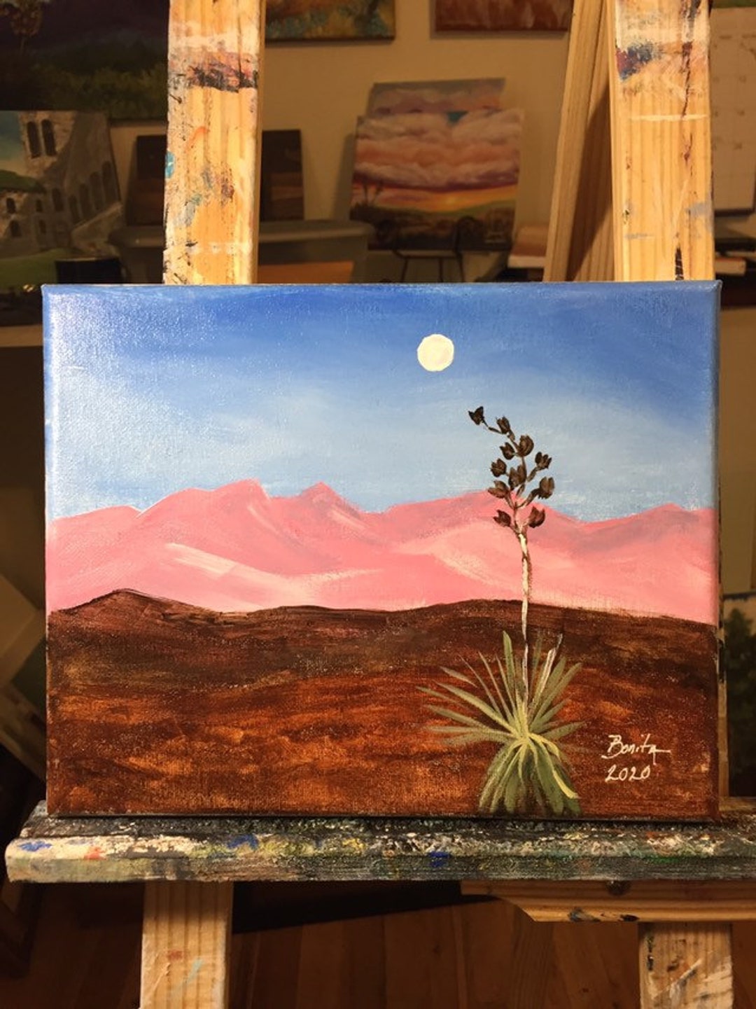 8x10 Yucca Moon - Painting - Etsy