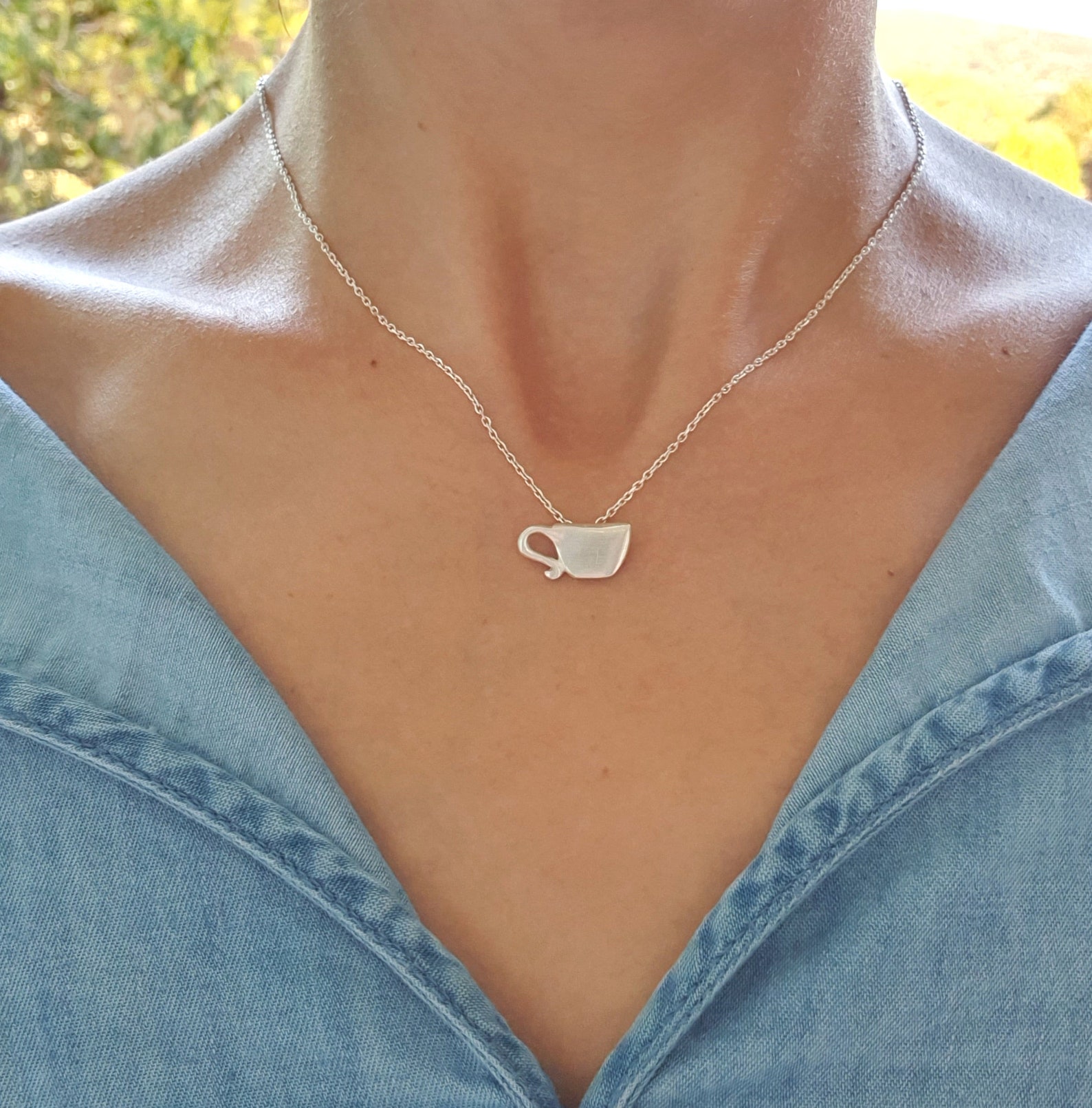 Teacup Necklace, Sterling Silver Teacup Pendant Ideal Gift for Tea ...