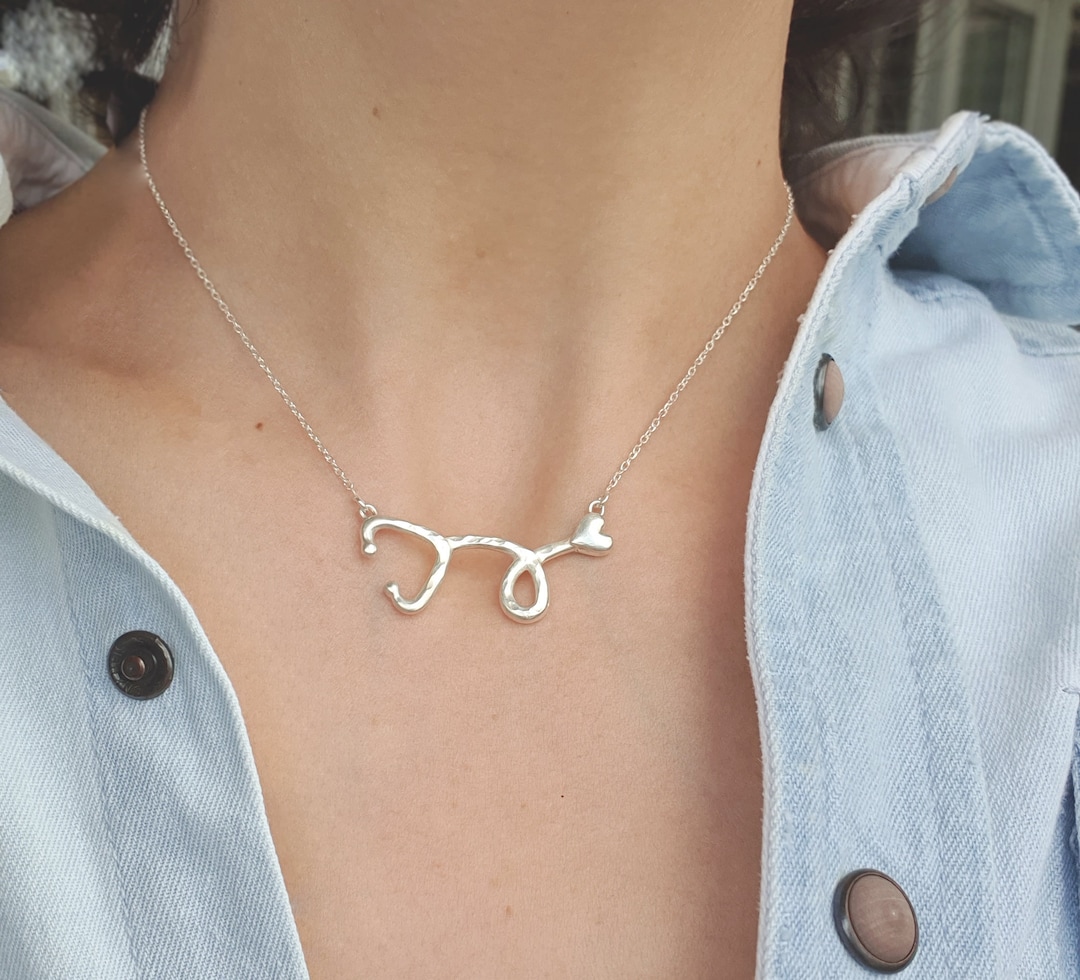 Stethoscope Necklace, Sterling Silver Personalized Stethoscope Pendant ...
