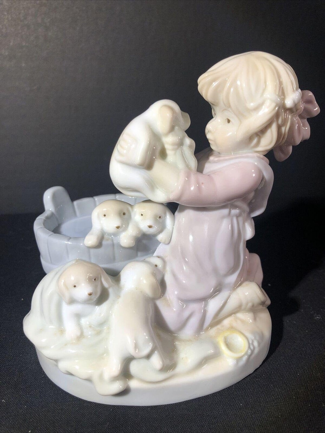 Original DOLFI Lisa Martin Girl With Puppies, Italy, Hand Painted, No ...