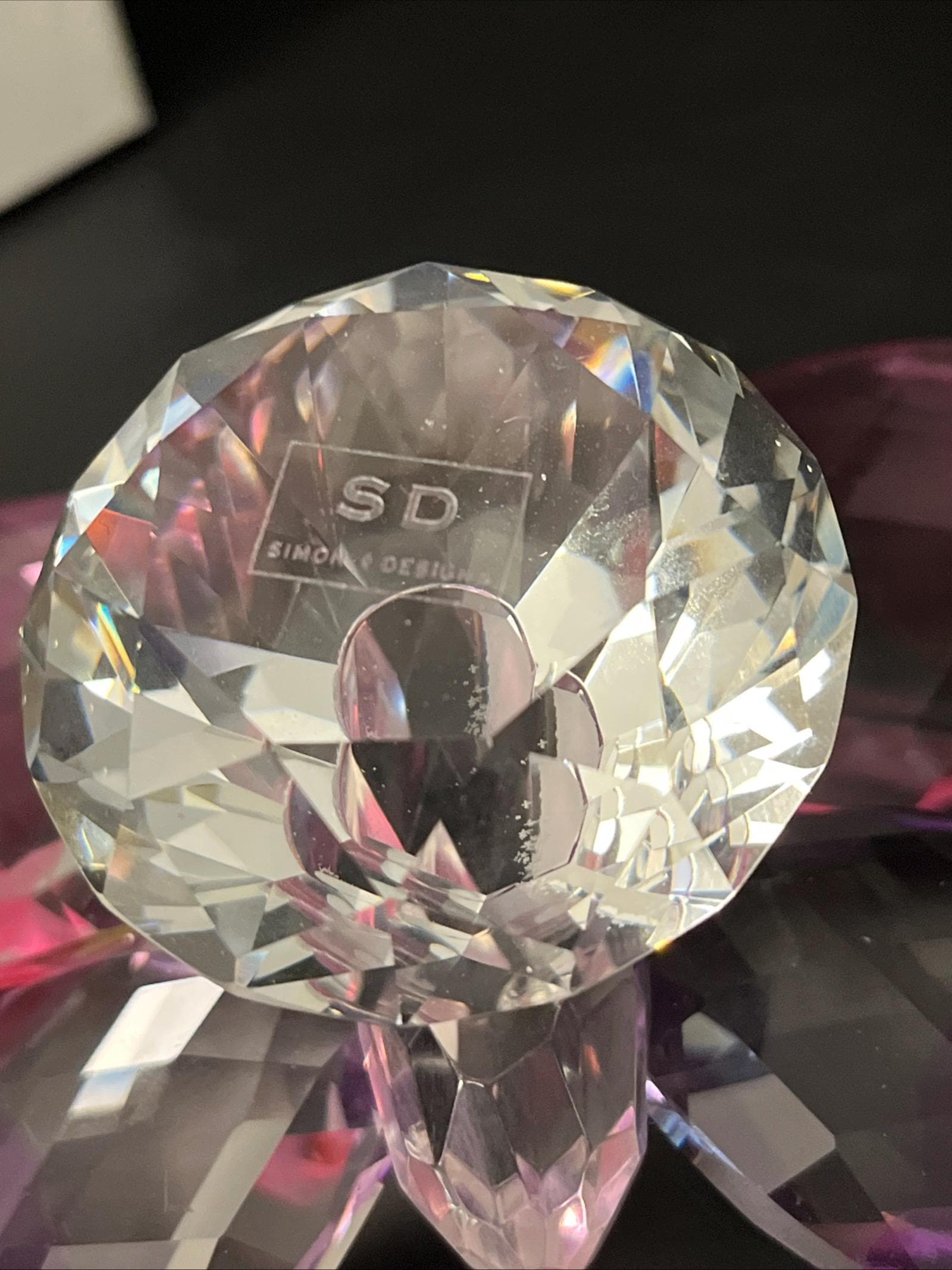 Simon Designs Butterfly Crystal Paper Weight Pink/violet Jumbo New in ...