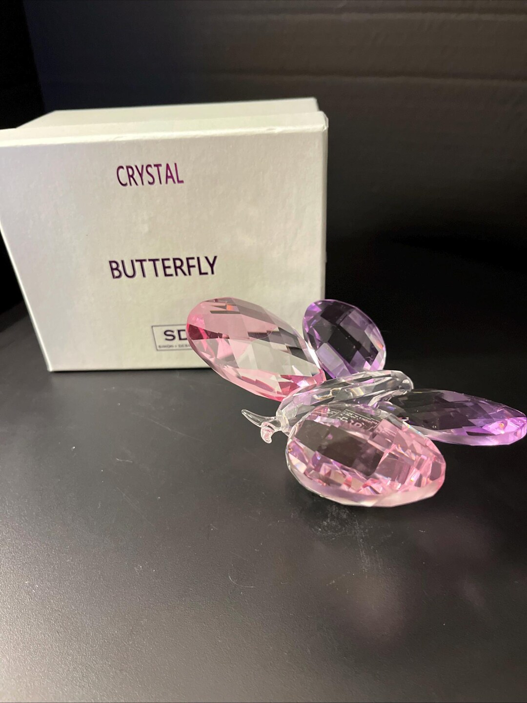 Simon Designs Butterfly Crystal Paper Weight Pink/violet Jumbo New in ...