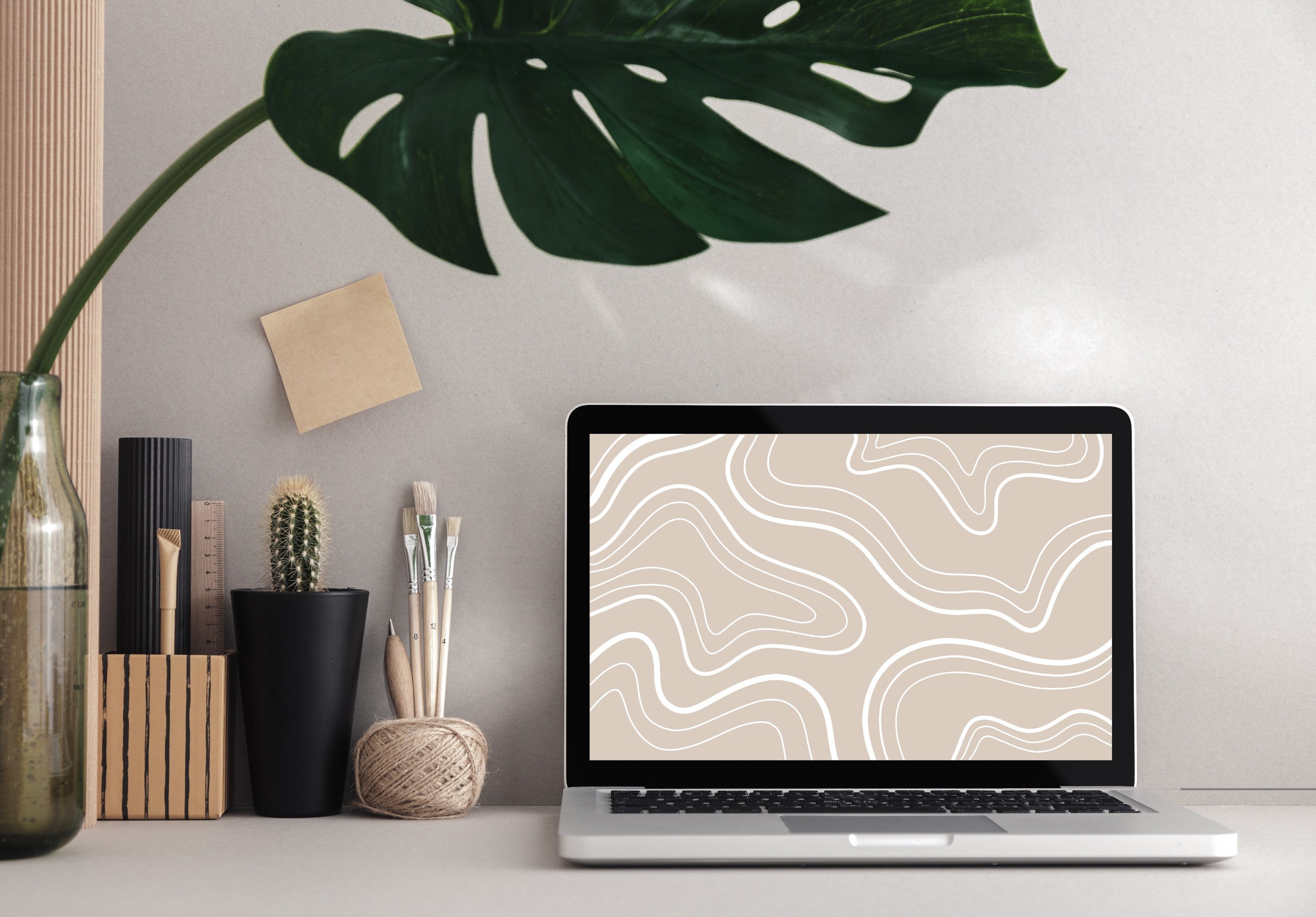 Neutral Swirls Minimal Digital Download Desktop & Laptop Wallpaper ...