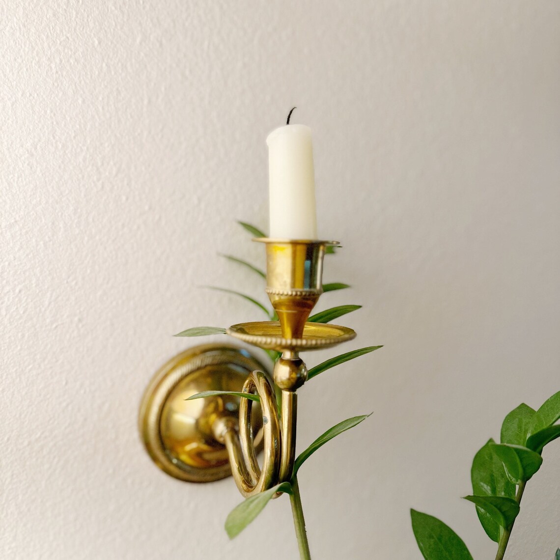 Set of 2 Brass Wall Mount Taper Candle Holders - Etsy