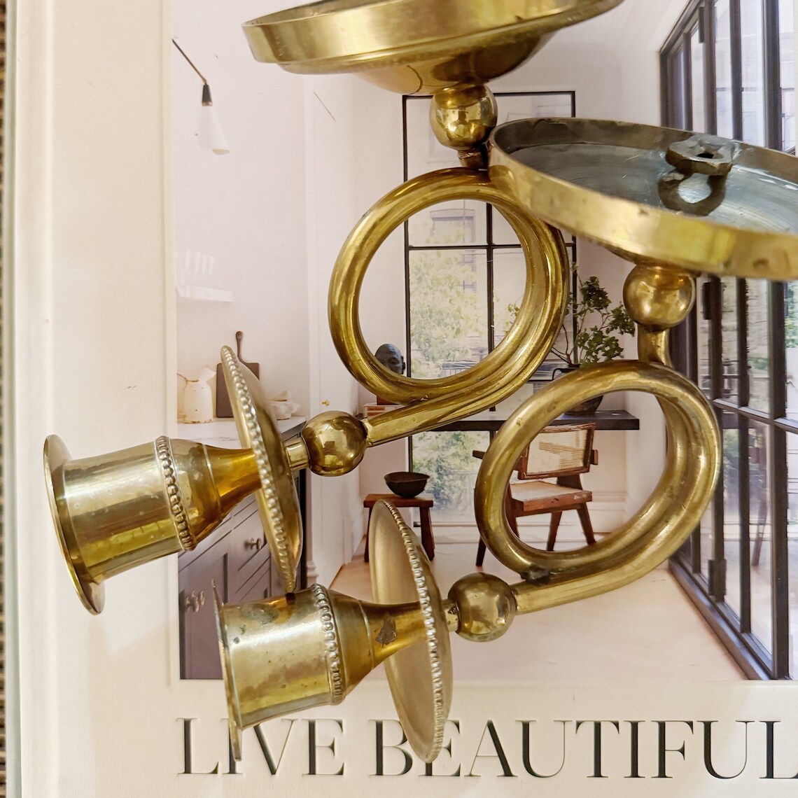 Set of 2 Brass Wall Mount Taper Candle Holders - Etsy