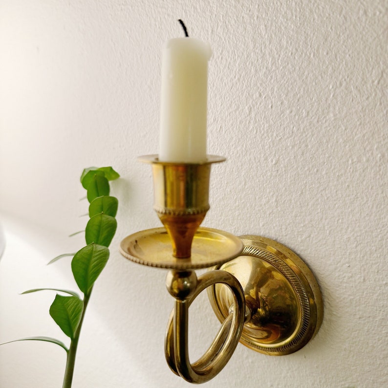Set of 2 Brass Wall Mount Taper Candle Holders - Etsy