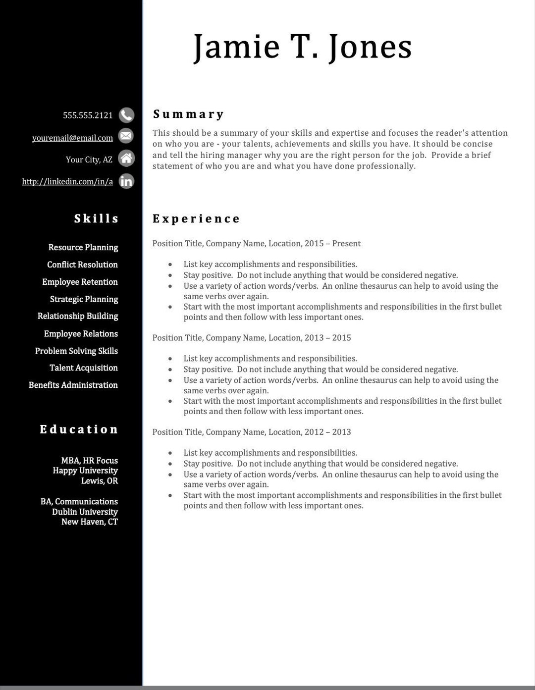 Modern Bold Resume Template + Free Cover Letter + Free References ...
