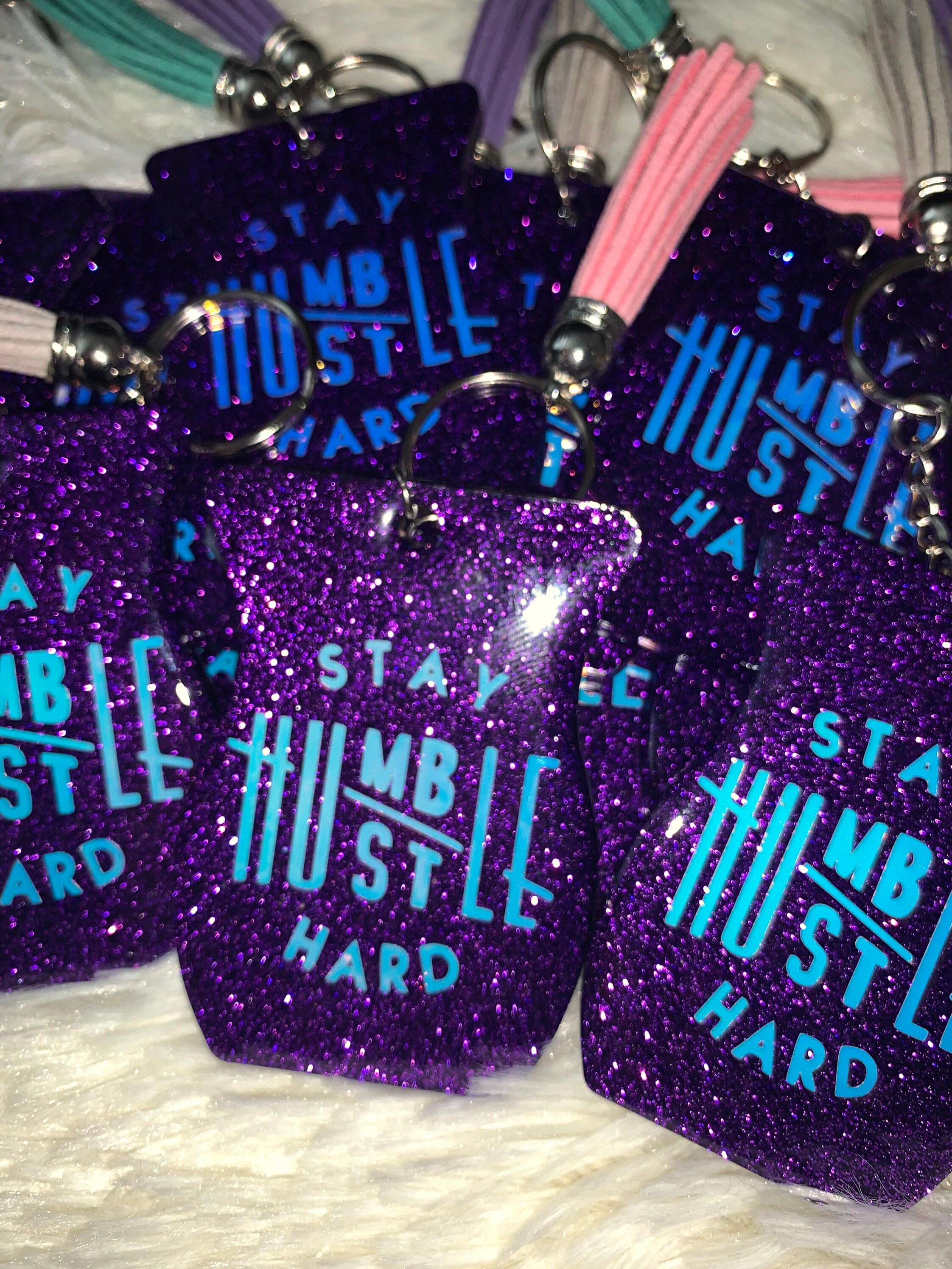 Stay Humble Hustle Hard Vase Glitter Keychains | Etsy