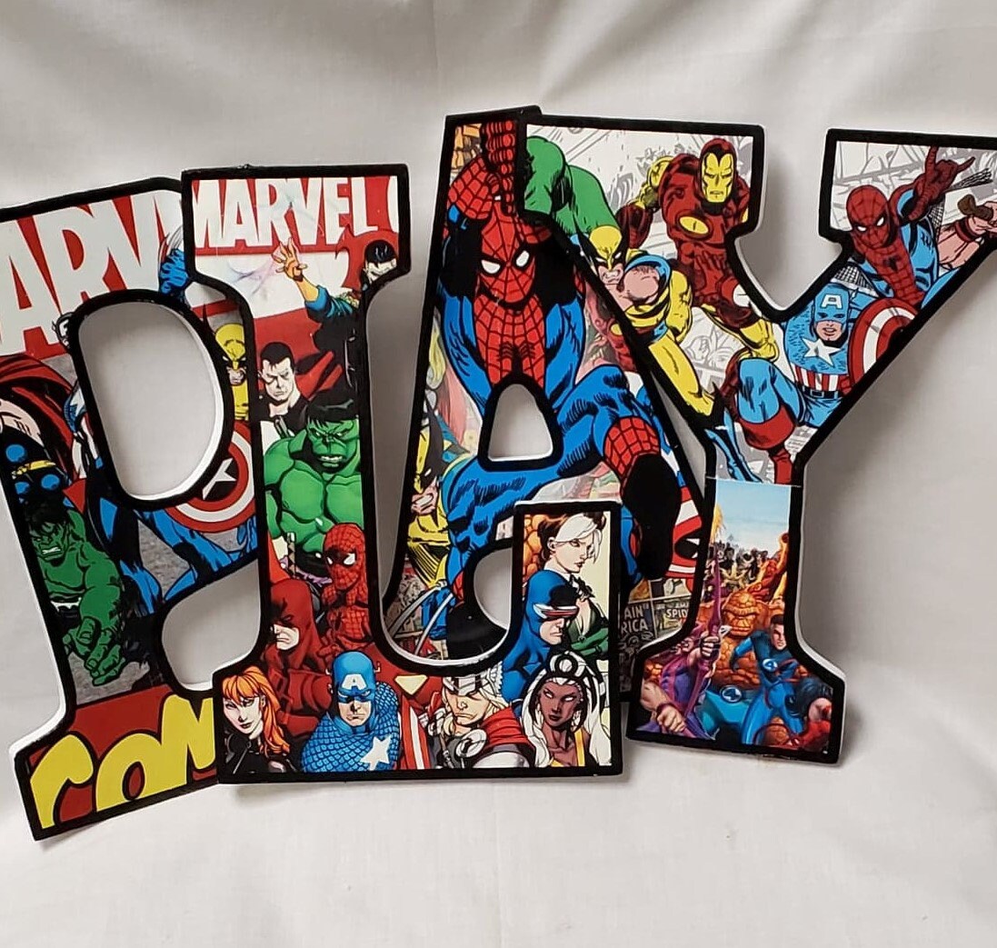 Marvel Comics Inspired 9 Wooden Letters | Etsy