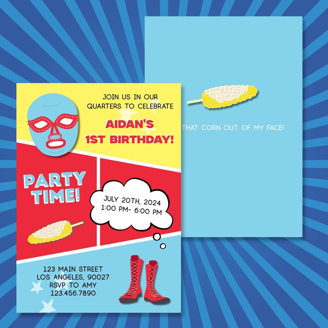 Nacho Libre Birthday Invitation Lucha Libre Invite Wrestling Birthday ...