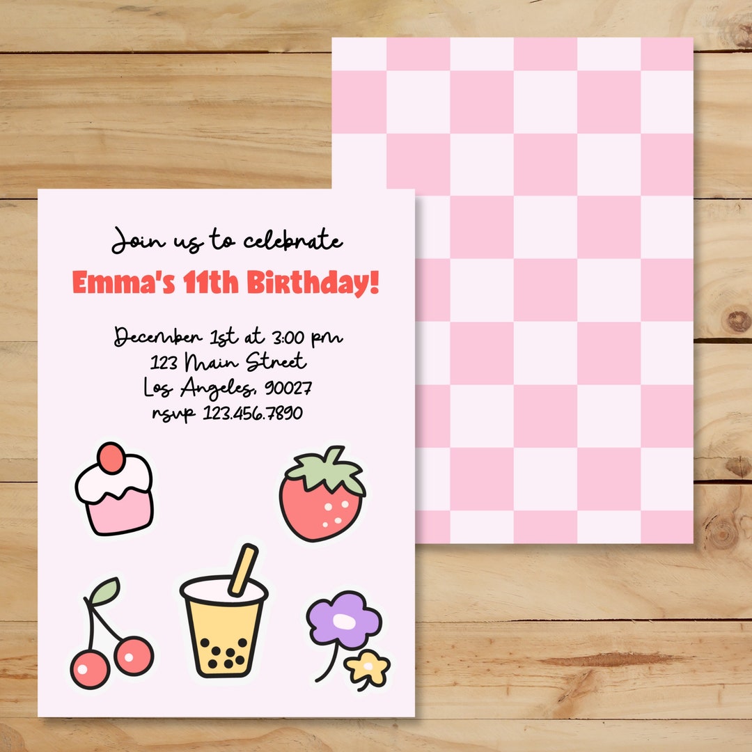 Tween Sticker Birthday Invitation Cute Stickers Birthday Invite Girl's ...