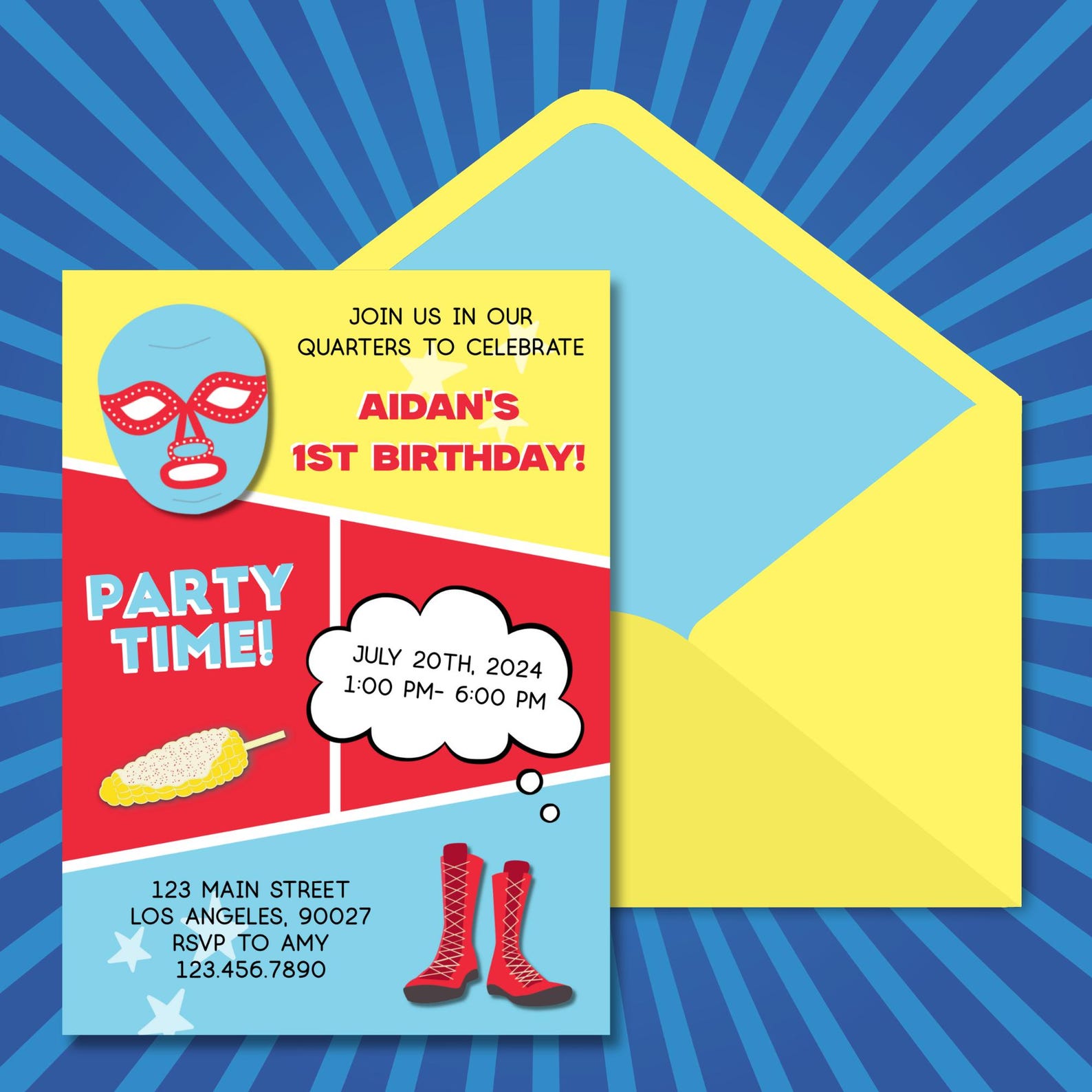 Invitación de cumpleaños de Nacho Libre / Invitación de Lucha Libre ...