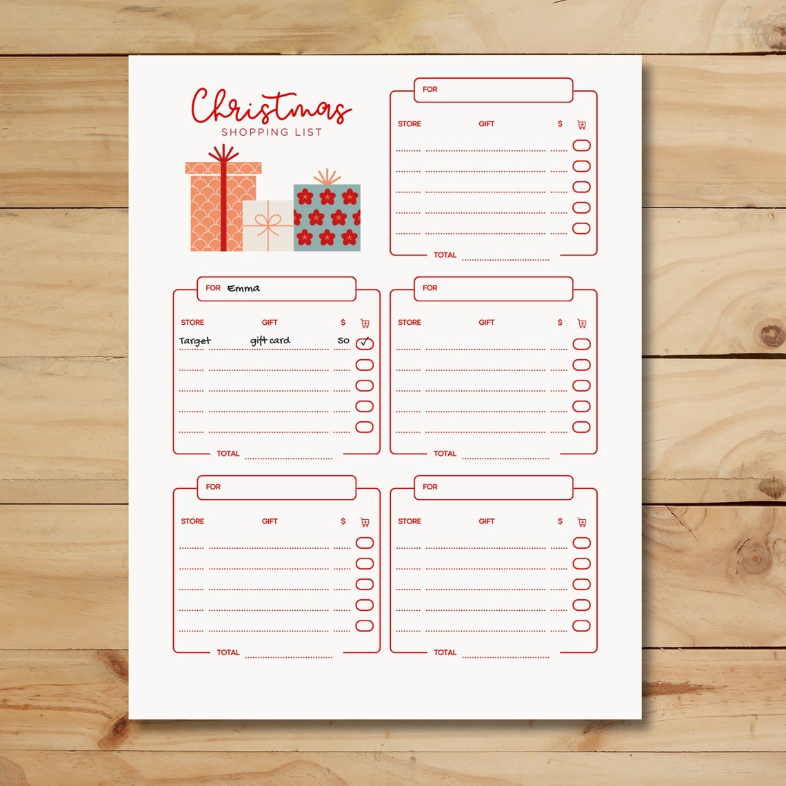 Holiday Shopping Checklist Instant Downnload Christmas Checklist ...