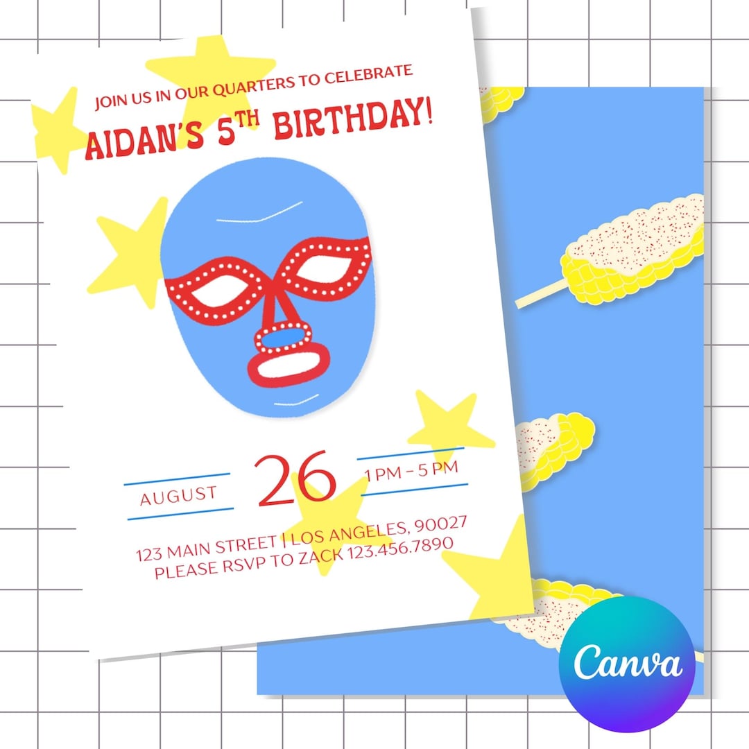 Nacho Libre Birthday Invitation: Lucha Libre Wrestling Party (digital ...