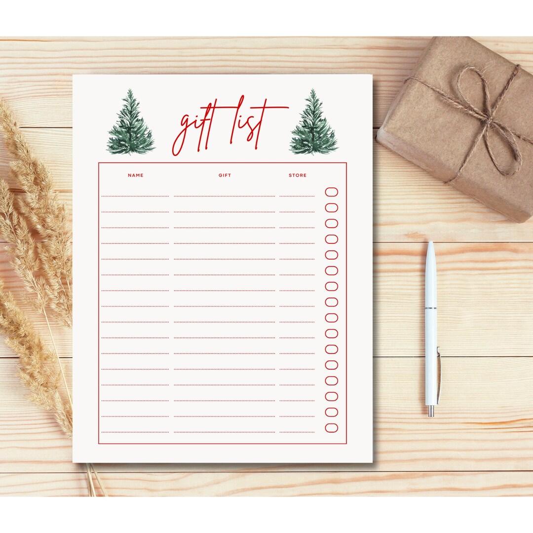 Christmas Gift Checklist Instant Downnload Christmas Holiday Checklist ...