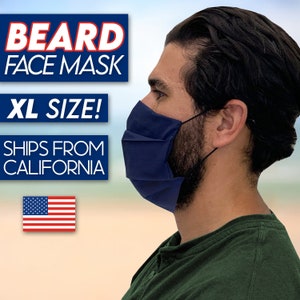 Beard Face Mask With Nose Wire, Large Size Made for Bearded Men With ...