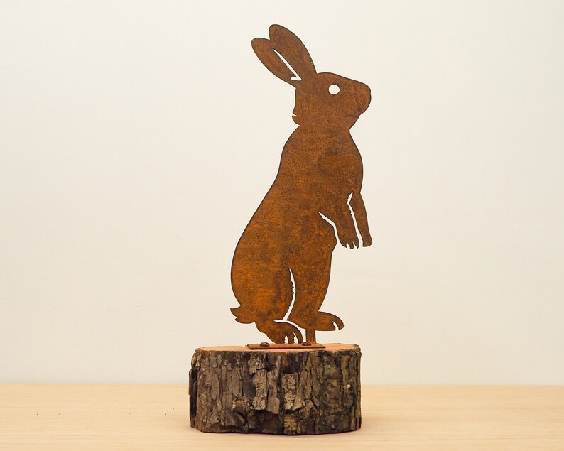 Rusty Rabbit Garden Ornament Metal Garden Rabbit Sculpture - Etsy UK
