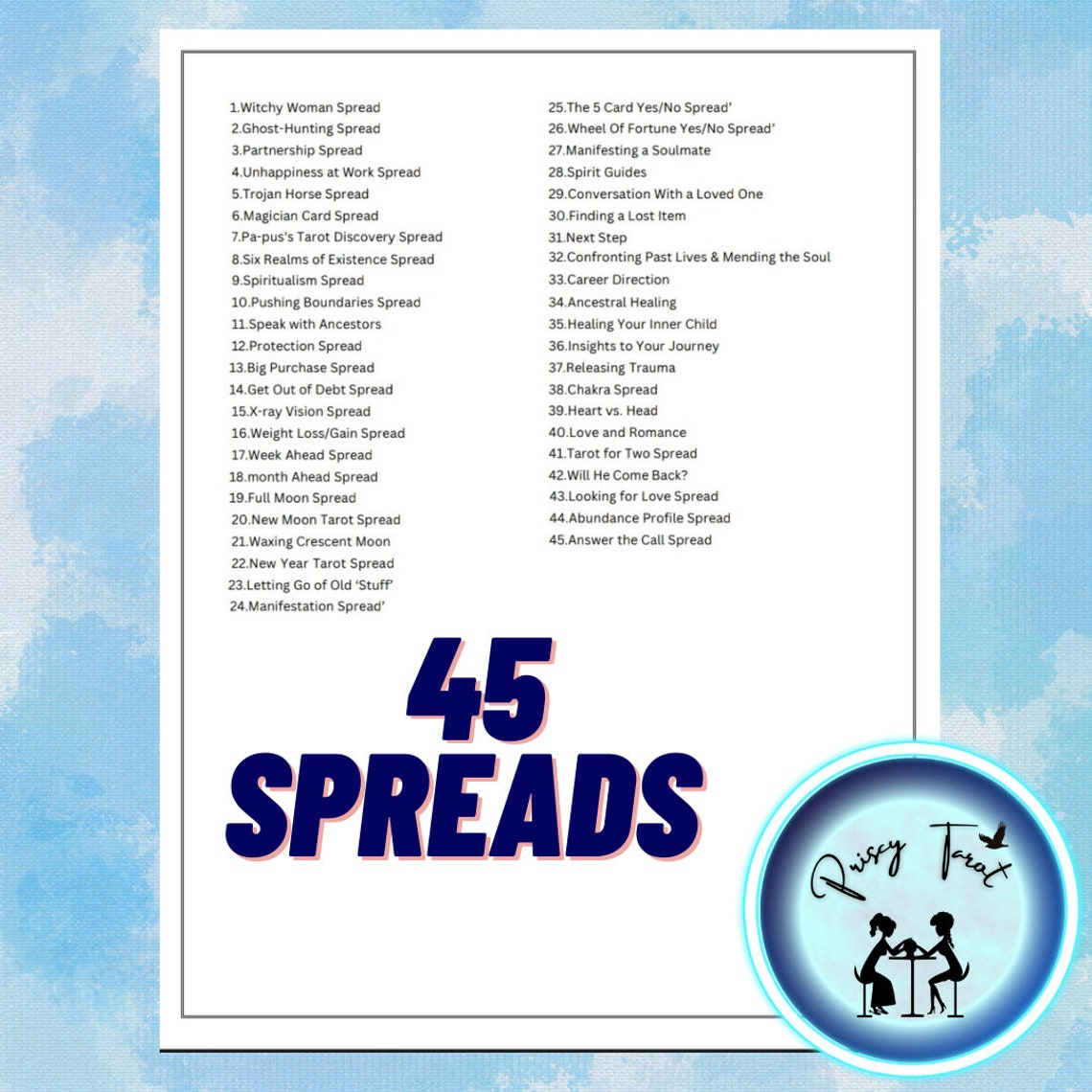 45 TAROT SPREAD EXAMPLES Cheat Sheet, Tarot Spread Guide, Tarot Cheat ...