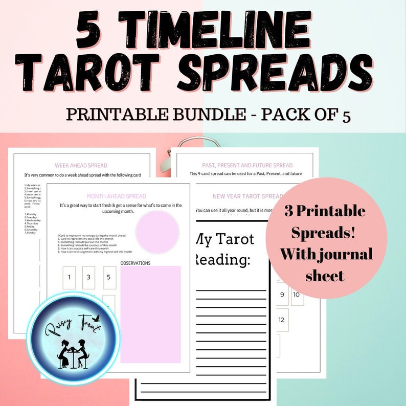 5 TIMELINE TAROT SPREADS Cheat Sheet Examples Tarot Spread - Etsy