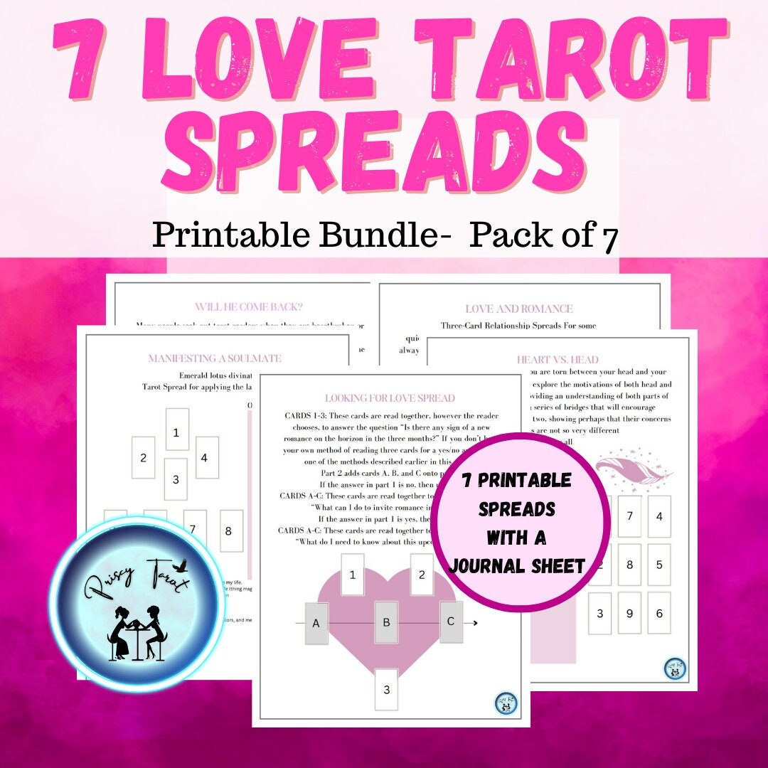 LOVE TAROT SPREADS Cheat Sheet Examples, Tarot Spread Guide, Tarot ...