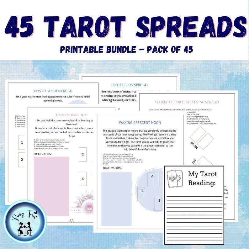 45 TAROT SPREAD EXAMPLES Cheat Sheet, Tarot Spread Guide, Tarot Cheat ...