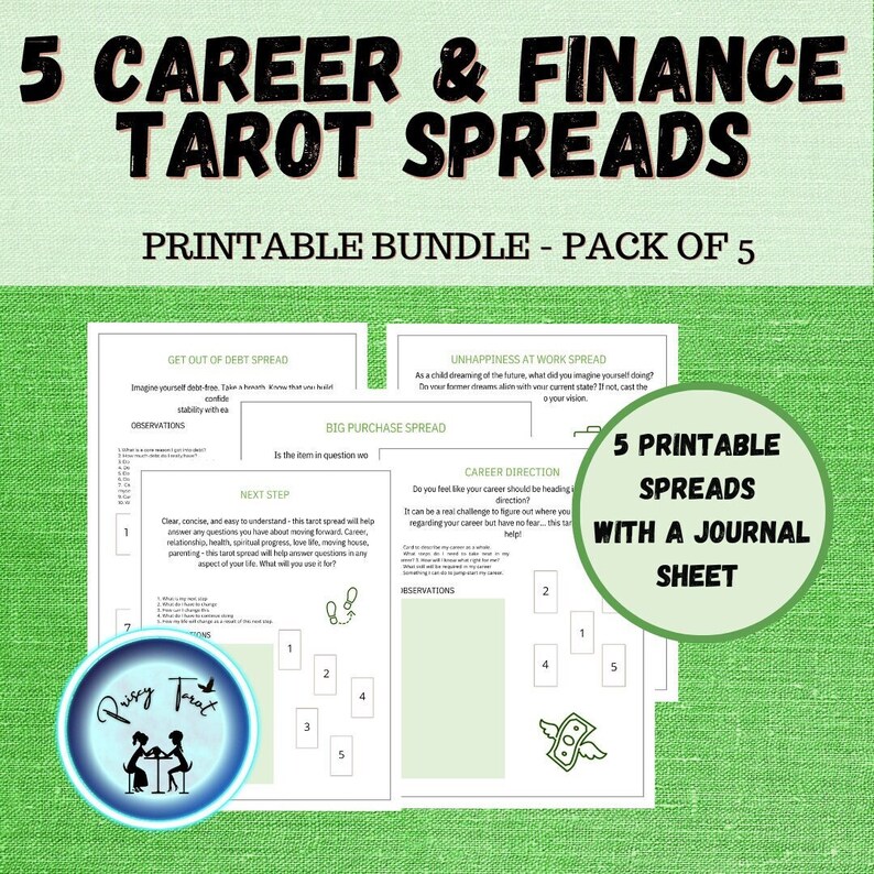5 Career & Finance TAROT SPREADS Cheat Sheet Examples, Tarot Spread ...