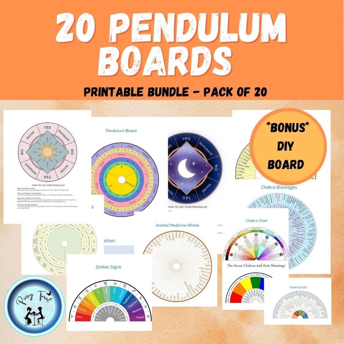 20 Printable Pendulum Boards Pdf, Round Spirit Board, Divination Board ...