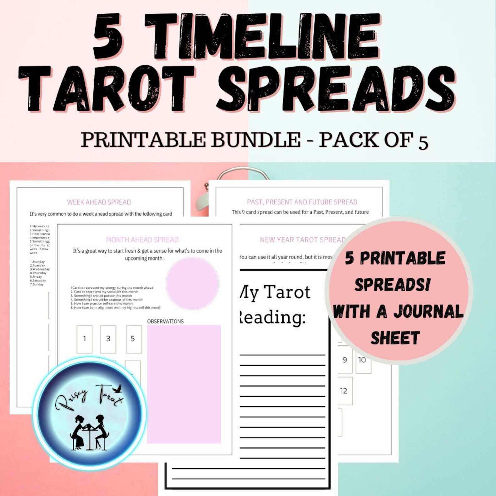 5 TIMELINE TAROT SPREADS Cheat Sheet Examples, Tarot Spread Guide ...