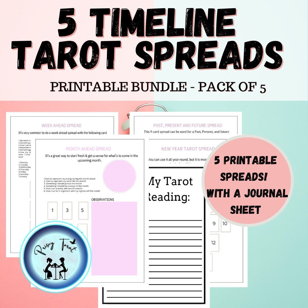 5 TIMELINE TAROT SPREADS Cheat Sheet Examples, Tarot Spread Guide ...