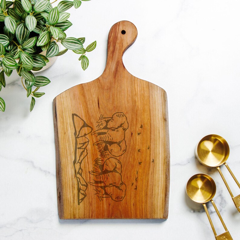 Safari-inspired Elephant Cherry Wood Cutting Board | Tusker Elephant ...
