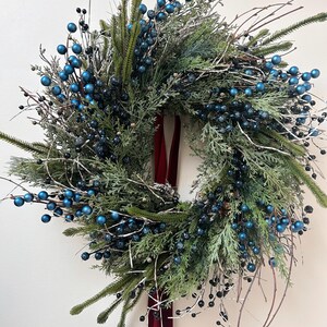 Blueberry Christmas Wreath: Holiday Front Door Decor - Etsy