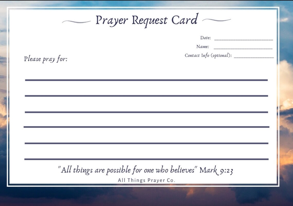 Packaged Color Prayer Request Cards - Etsy