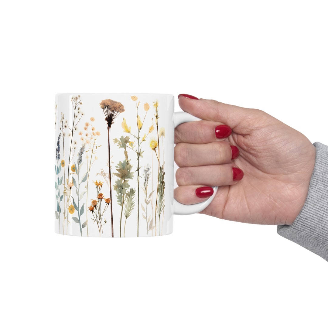 Wildflower Mug, Boho Flower Design, Flower Mug, Nature, Mother's Day ...