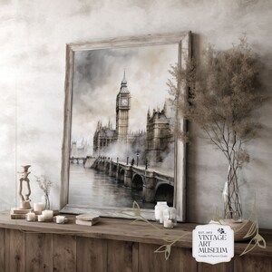 Vintage London Cityscape Moody Art Print Watercolor Painting Muted vintage-london-cityscape-moody-art-print-watercolor-painting-muted