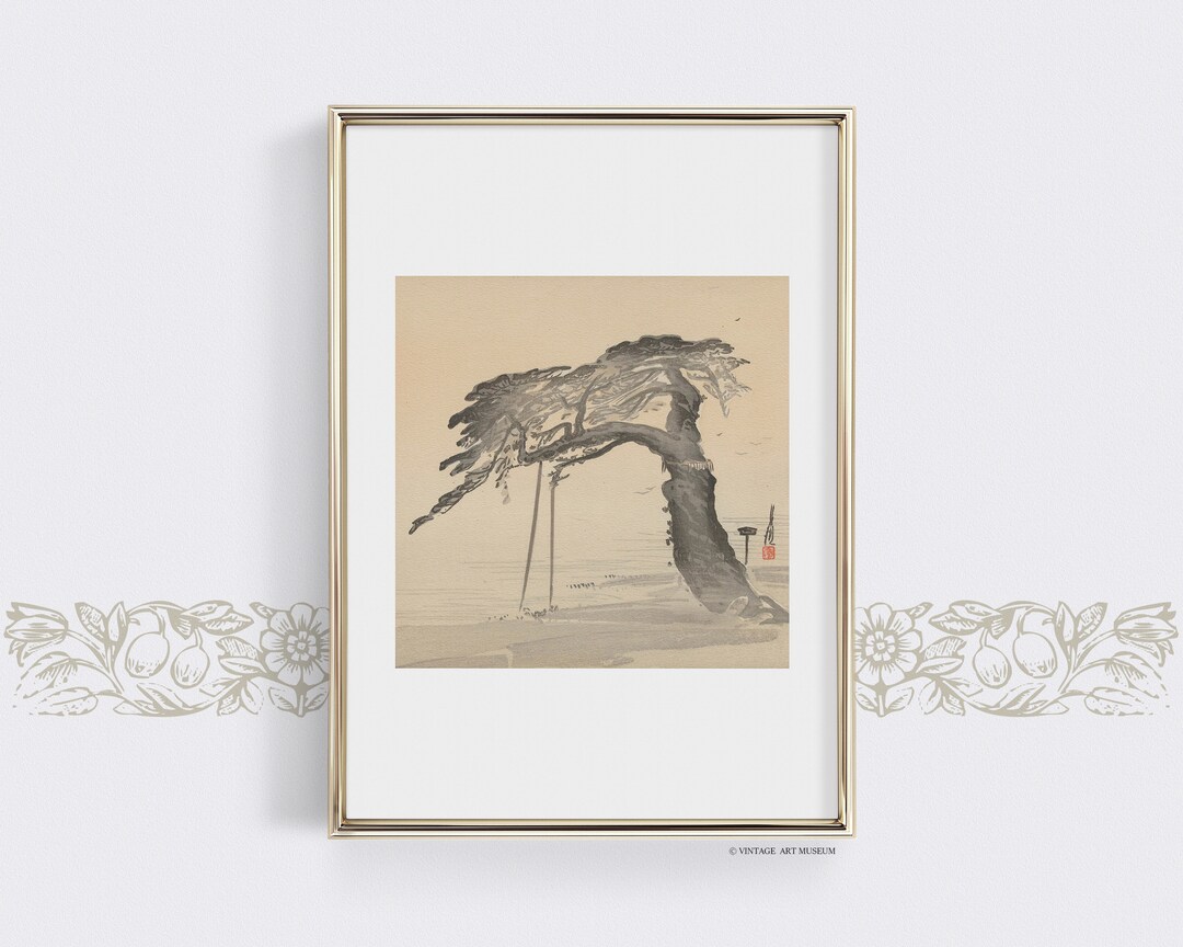 Japanese Wall Art Old Pine Painting Vintage Printable Decor - Etsy