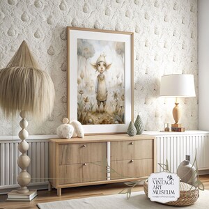 Thoughtful Little Elf Nursery Art Print, Watercolor Fairy in Vintage ...