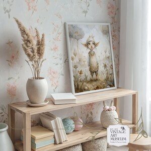 Thoughtful Little Elf Nursery Art Print, Watercolor Fairy in Vintage ...