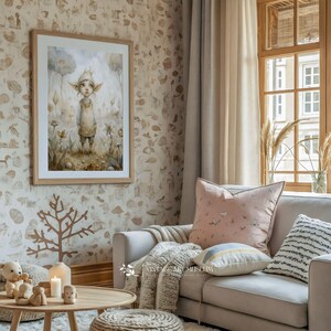 Thoughtful Little Elf Nursery Art Print - Watercolor Fairy in Vintage ...