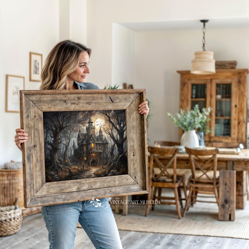 Ghostly Dark Castle Halloween Wall Art | Spooky Country Farmhouse Decor ...