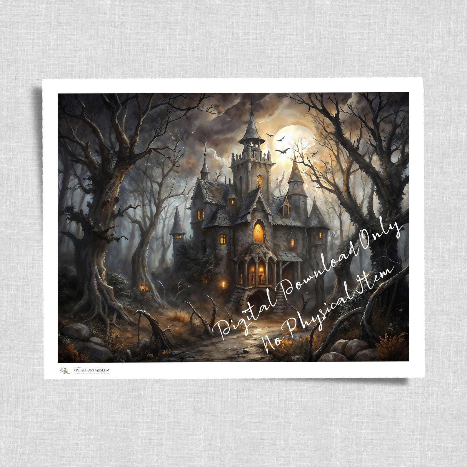 Ghostly Dark Castle Halloween Wall Art | Spooky Country Farmhouse Decor ...