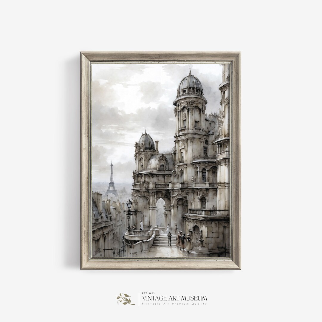 Vintage Paris Architecture Print Muted Earth Tones Wall Art Printable ...