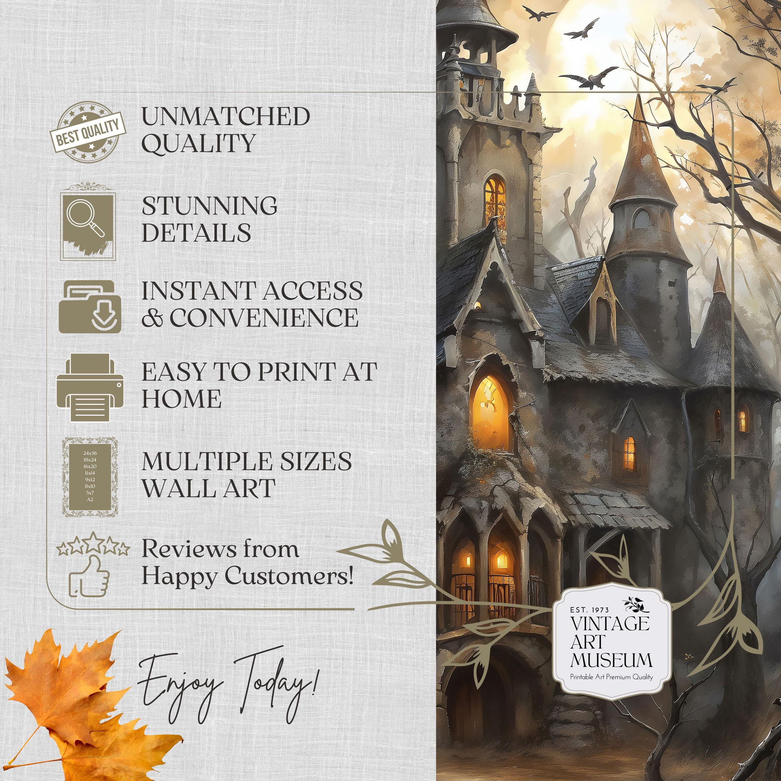 Ghostly Dark Castle Halloween Wall Art | Spooky Country Farmhouse Decor ...