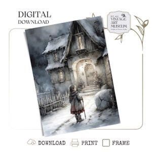 Vintage Watercolor Winter Wonderland: Printable Winter Landscape Wall ...