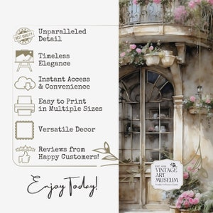 Charming Cafe Architecture Vintage Print Spring Cityscape Watercolor ...