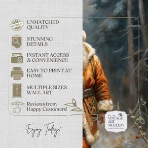 Christmas Santa Walking in Winter Forest - Large Wall Art Printable ...