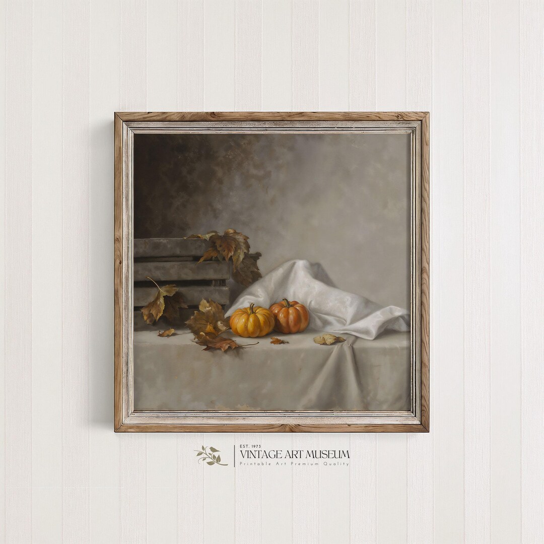 Vintage Fall Pumpkins Still Life Print: Traditional Antique Farmhouse ...
