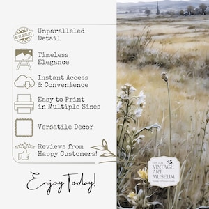 Vintage Wildflowers Landscape Print French Country Decor Watercolor ...