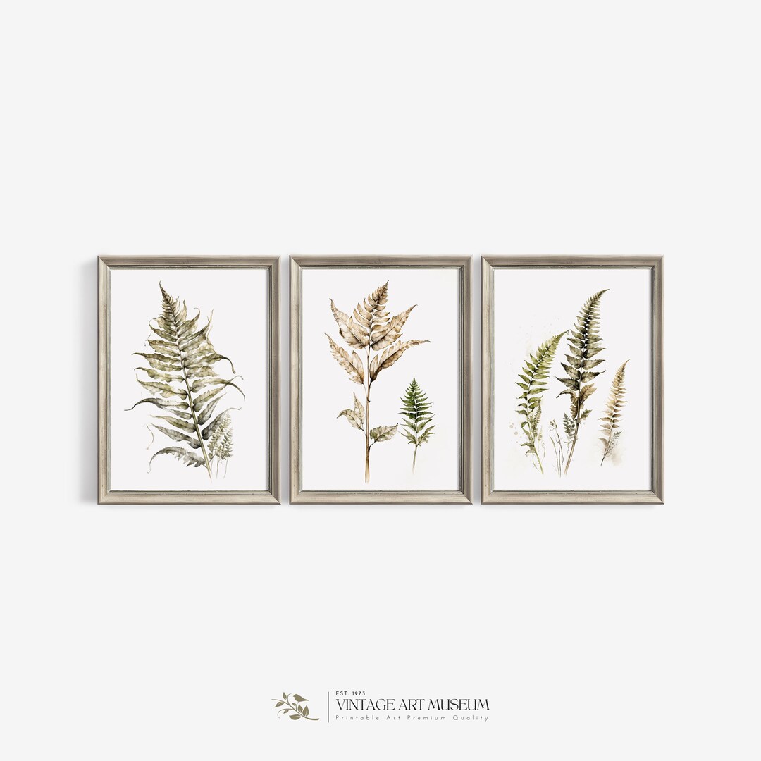 Vintage Style Fern Leaf Art Prints Set of 3 Downloads Neutral ...