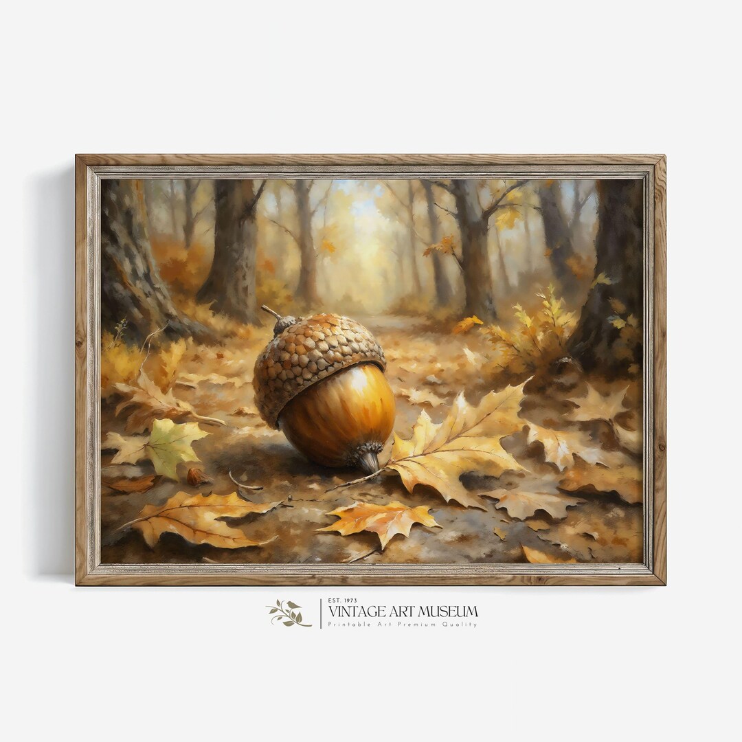 Acorn Autumn Still Life Fall Print Large Vintage Wall Art, Printable ...