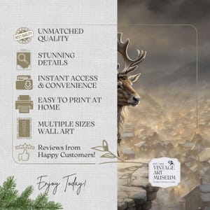 Santa Deer Art for Wall Art Printable - Santa Claus Painting Christmas ...